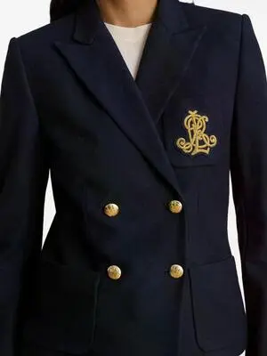Ralph Lauren Double-breasted Piqué Blazer With Peak Lapels - Blue