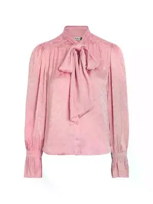 Rixo Pussy-bow Blouse With Floral Jacquard Effect