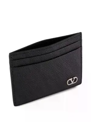 Valentino Garavani Vlogo Signature Leather Card Holder - Black