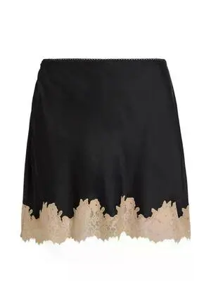 Rixo Lace-trim Satin Mini Skirt - Black