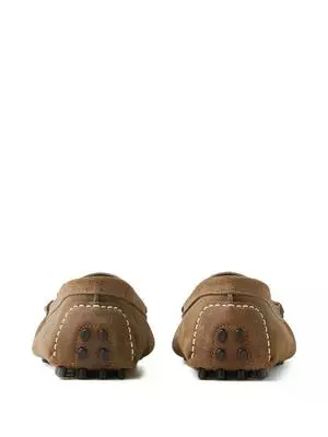 Versace Robin Suede Driver Shoes - Brown