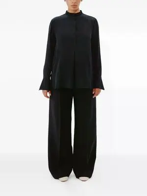 Another Tomorrow Tuxedo Pleated Blouse