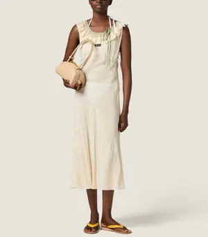 Miu Miu Embroidered Marocain Midi Dress