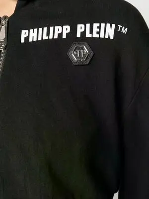 Philipp Plein Cropped Hoodie With Fringed Edge