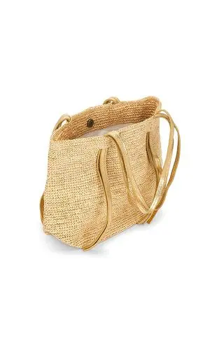 FLORABELLA Large Crochet Raffia Tote Bag With Gold Tassels