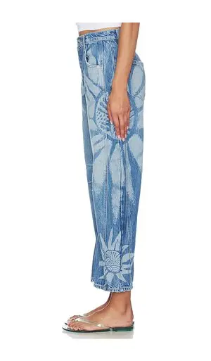 Free People X We The Free Good Luck Printed Barrel Jean
