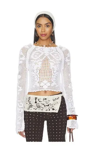 KETTEL ATELIER Talia Crochet Blouse - White