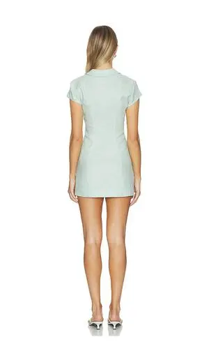 Matthew Bruch Collared V-neck Mini Dress - Blue
