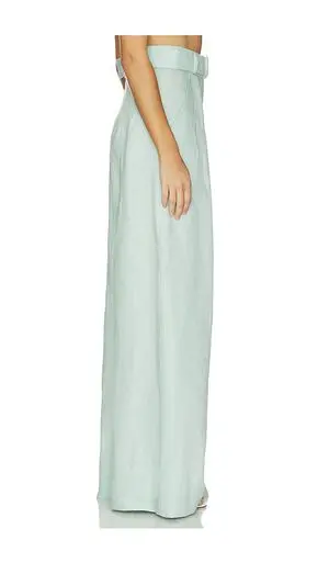 Matthew Bruch Wide Leg Pleated Linen Trousers