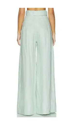 Matthew Bruch Wide Leg Pleated Linen Trousers