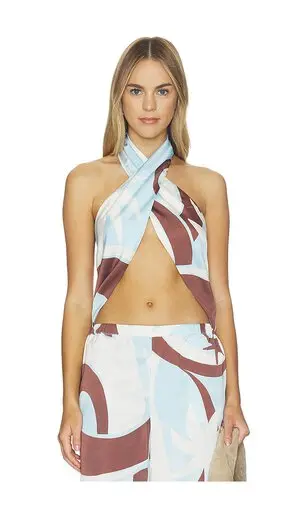 SEVEN WONDERS Sachi Cross Front Halter Top - Multi
