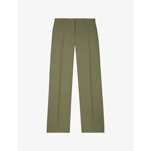 The Kooples High-rise Straight-leg Linen Trousers - Foret