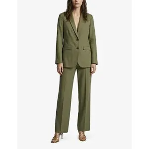 The Kooples High-rise Straight-leg Linen Trousers