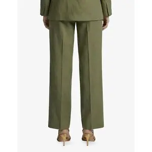 The Kooples High-rise Straight-leg Linen Trousers