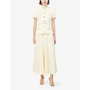 SELF-PORTRAIT Belted Tailored Crepe Midi Dress