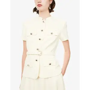 SELF-PORTRAIT Belted Tailored Crepe Midi Dress