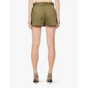 SELF-PORTRAIT Belted Flap-pocket Denim Skort