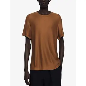 Sandro Textured Short-sleeve Woven T-shirt - Camel