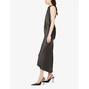 Victoria Beckham Sleeveless Draped Satin Maxi Gown - Ore
