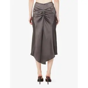Victoria Beckham Bela Draped Satin Midi Skirt - Ore