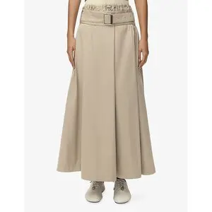 Loewe Belted Cotton-silk Midi Skirt