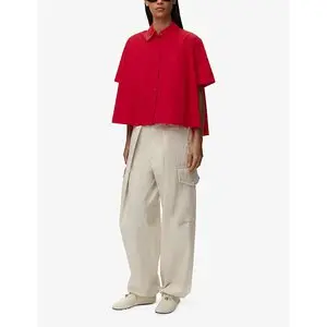 Loewe Logo Embroidered Cotton-blend Shirt - Red