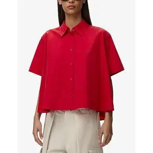 Loewe Logo Embroidered Cotton-blend Shirt - Red