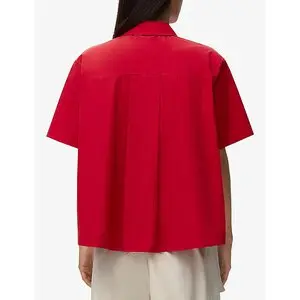 Loewe Logo Embroidered Cotton-blend Shirt - Red