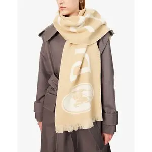 Burberry Football Brand-print Wool Scarf - Sand