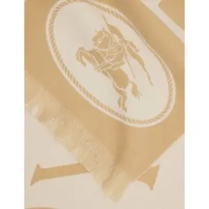 Burberry Football Brand-print Wool Scarf - Sand