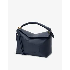 Loewe Loewe Puzzle Edge Medium Leather Top-Handle Bag Deep Navy