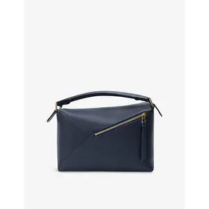 Loewe Puzzle Edge Medium Leather Top-handle Bag - Deep Navy