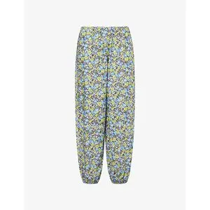 NACKIYE Topkapi Lace-trim Floral Cotton Trousers - Florescence