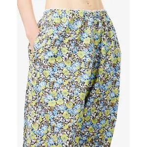 NACKIYE Topkapi Lace-trim Floral Cotton Trousers