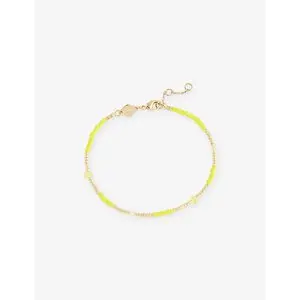 Anni Lu 18ct Gold-plated Brass And Jade Glass Bead Bracelet - Lemon