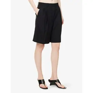 Khaite Pleated Wool Shorts