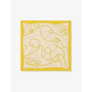 Loewe Double L Artwork-print Silk Square Scarf - Beige/yellow