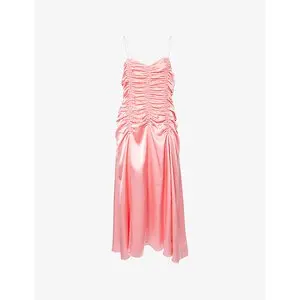 Khaite Raina Ruched Midi Dress - Azalea