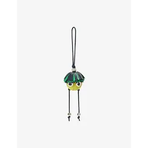 Loewe Leather Bag Charm With Woven Detail - Green