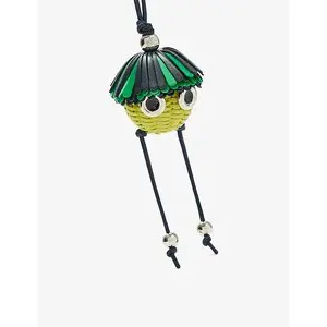 Loewe Leather Bag Charm With Woven Detail - Green