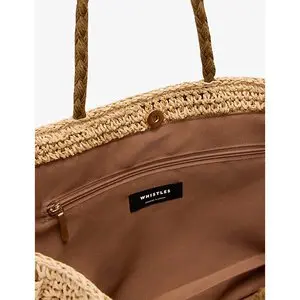 Whistles Patchwork Straw Tote Bag