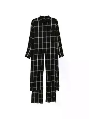 LIMI FEU Check-pattern Shirt With Front Slit - Black