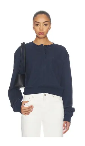 FRAME The Striped Cuff Sweatshirt - Navy