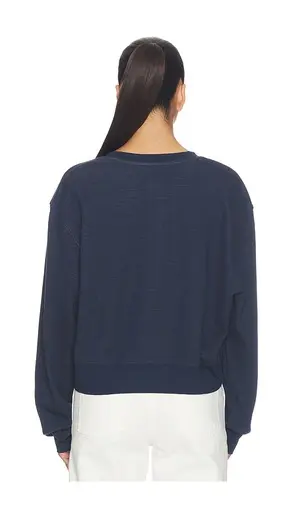FRAME The Striped Cuff Sweatshirt - Navy