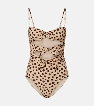 Valentino Garavani Polka Dot Cutout One-piece Swimsuit - Beige