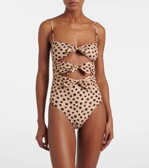 Valentino Garavani Polka Dot Cutout One-piece Swimsuit - Beige
