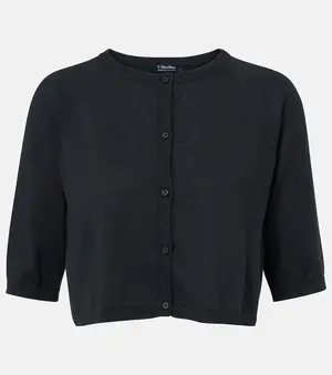 Max Mara Cropped Cotton, Silk And Cashmere Cardigan - Green