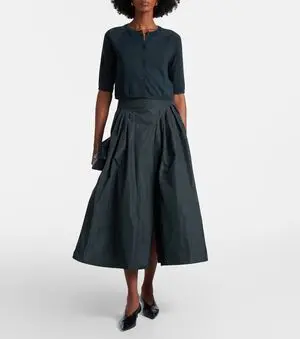 Max Mara Cropped Cotton, Silk And Cashmere Cardigan - Green