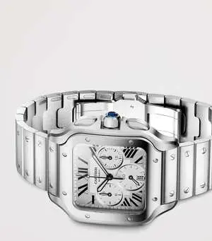Cartier Santos De Chronograph Watch In Stainless Steel