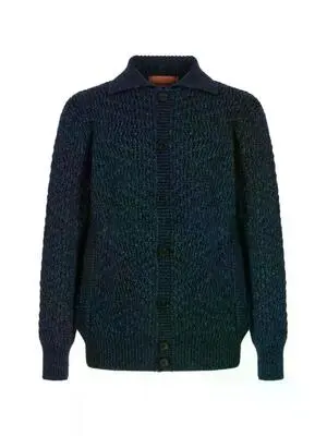 Missoni Chevron-knit Button-up Cardigan - Blue